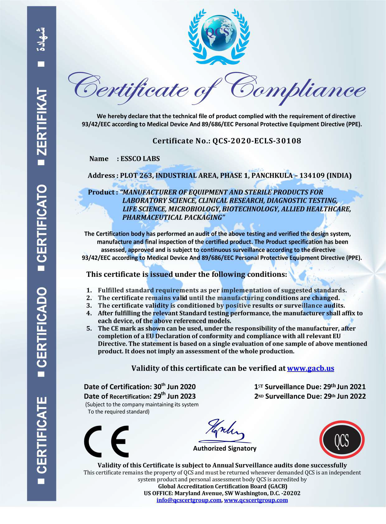 Certifications - Essco Glass