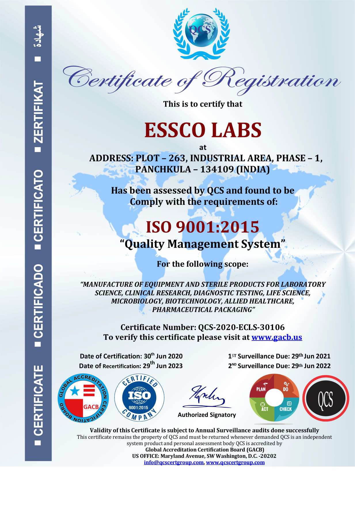 Certifications - Essco Glass