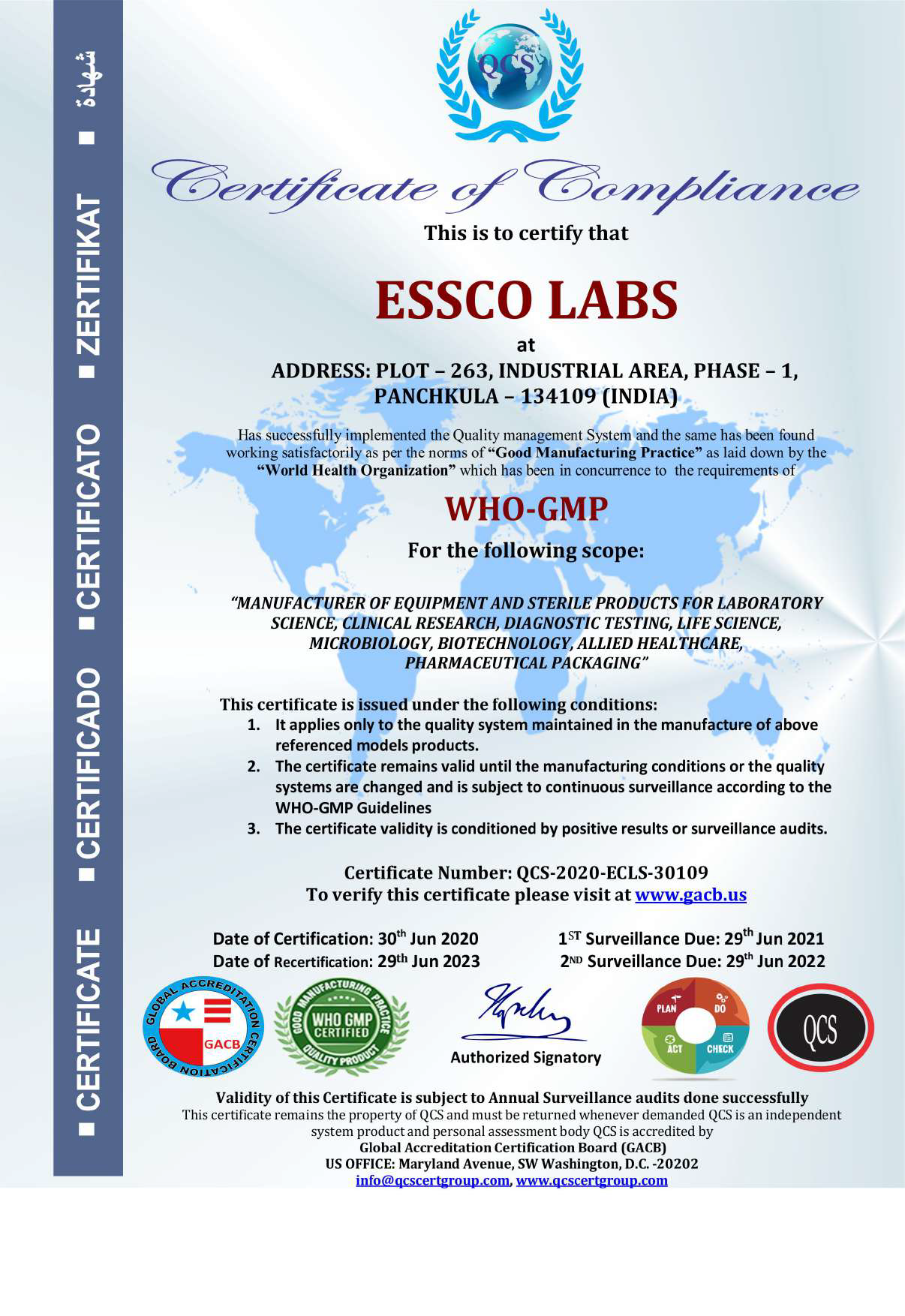 Certifications - Essco Glass
